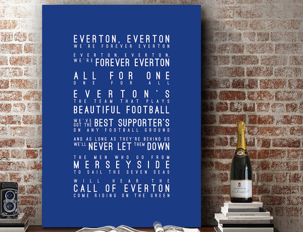 Forever Everton, Everton FC Inspired Lyrics Football Anthems Print ...