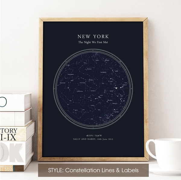 Custom Star Map Print, Night Sky Print, Star Chart Poster or Canvas ...